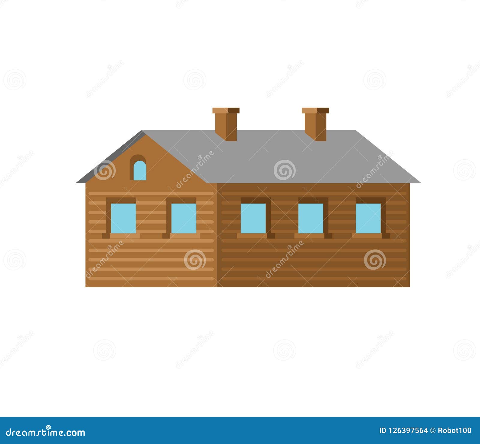 Choza De Madera Aislada Ejemplo Del Vector De La Casa Del Pueblo ...