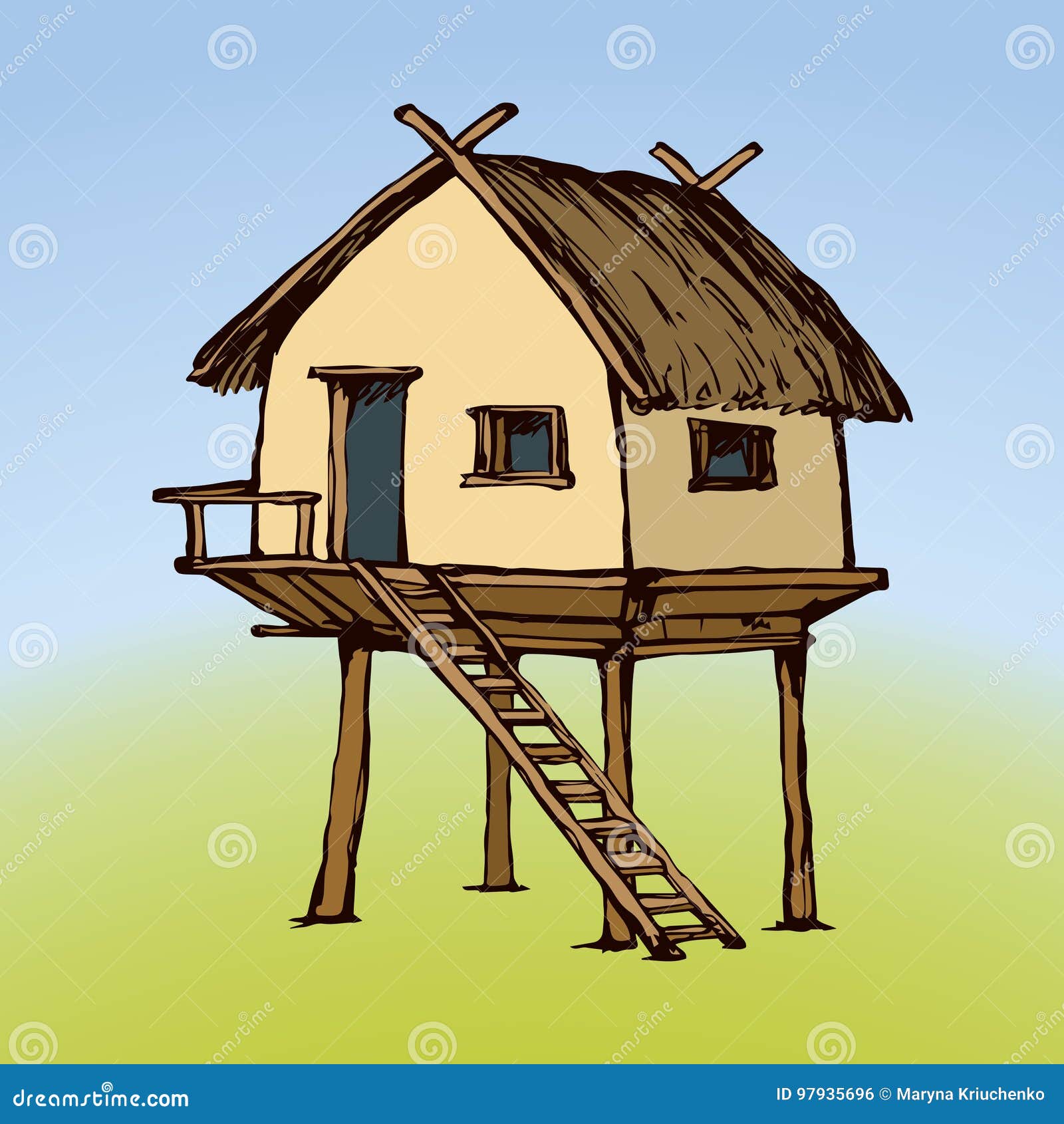 Choza En Las Piernas Gráfico Del Vector Ilustración del Vector ...