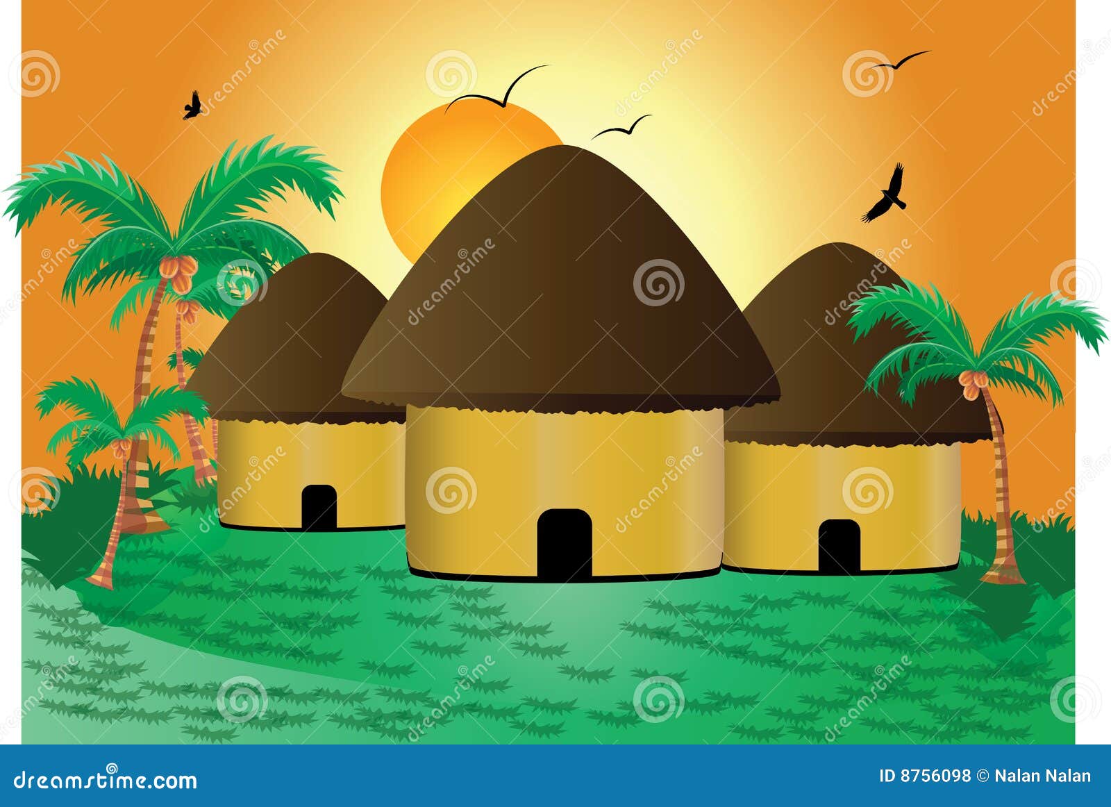 Chozas ilustración del vector. Ilustración de color, cultura - 8756098