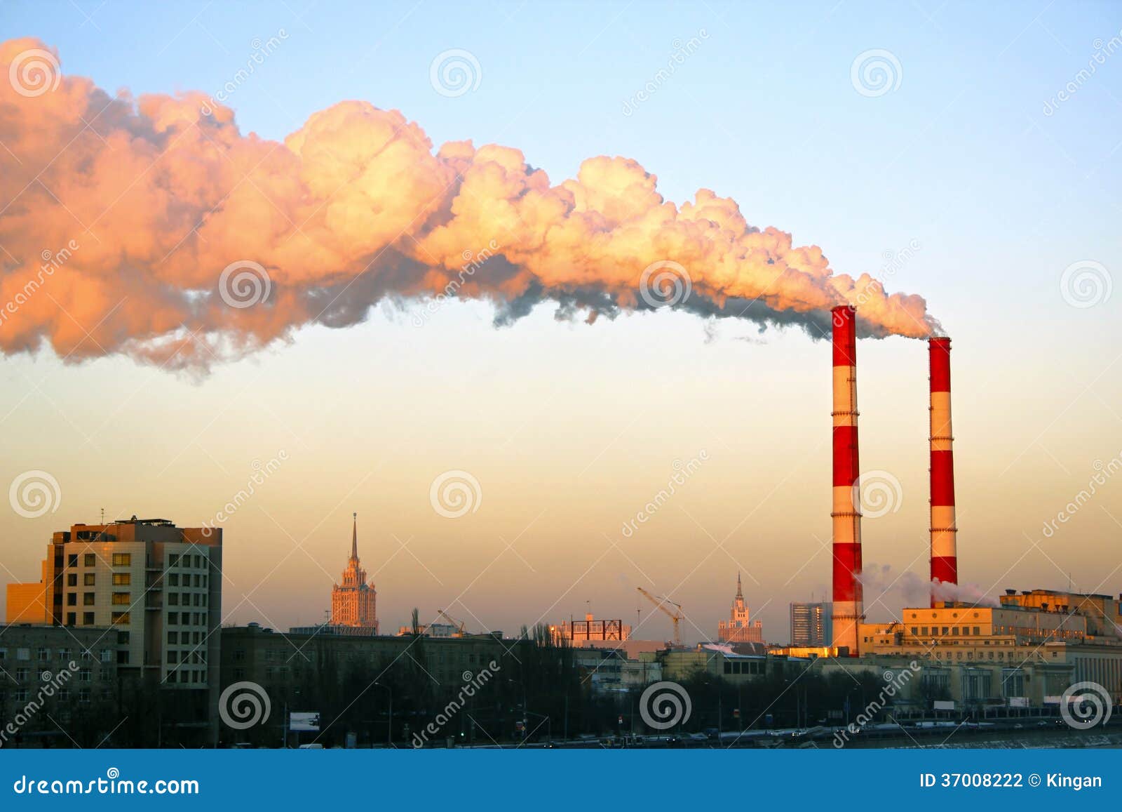 CHP pipe tower over Moscow stock photo. Image of heating - 37008222