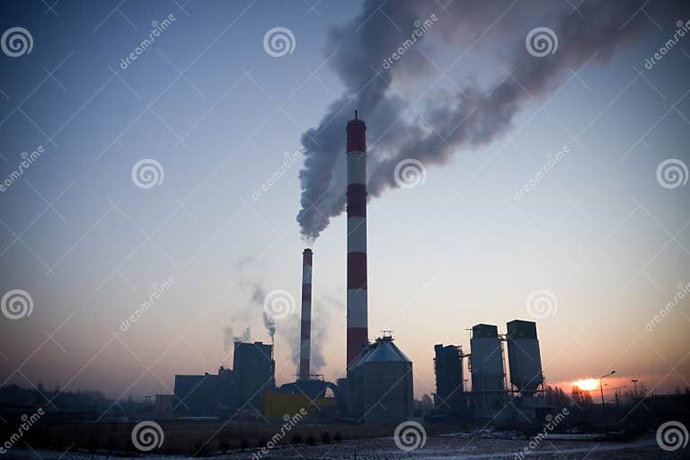 CHP station in Lodz stock image. Image of filtered, stacker - 27930121