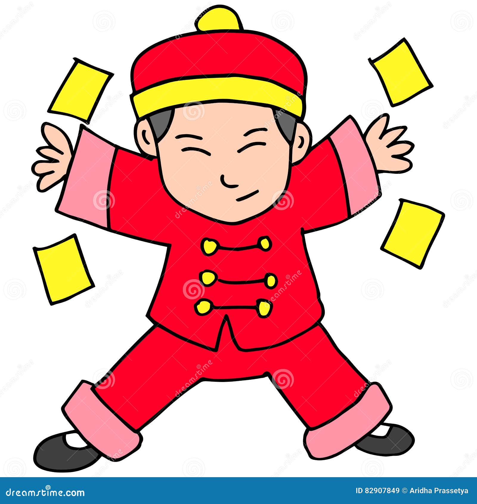 Chracter Chinese With Red Clothes Cartoon Vector | CartoonDealer.com ...