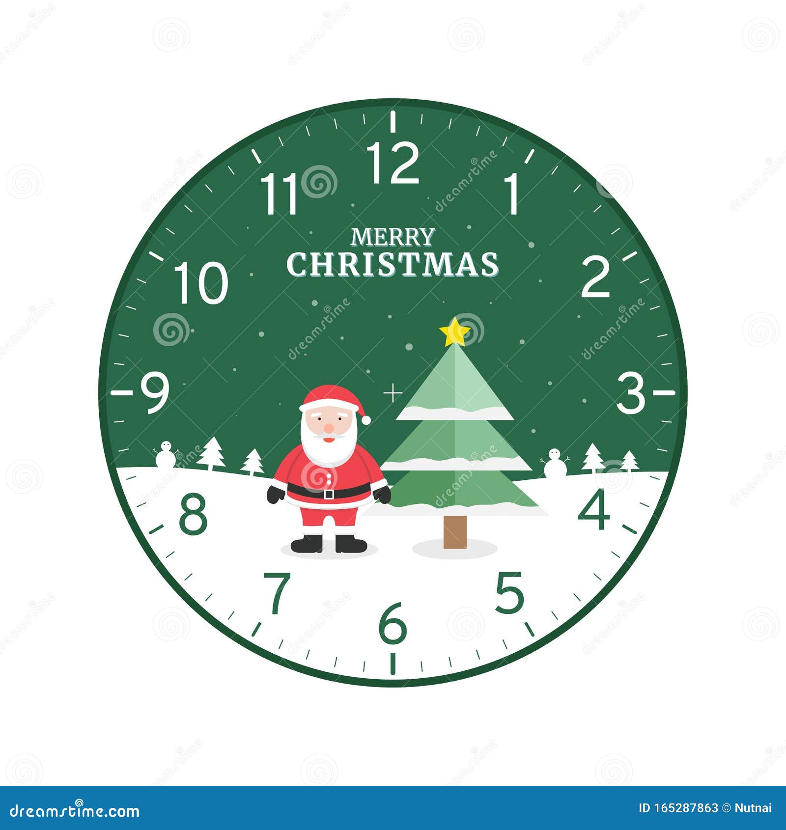Christmas Concept Printable Clock Face Template Isolated on White ...