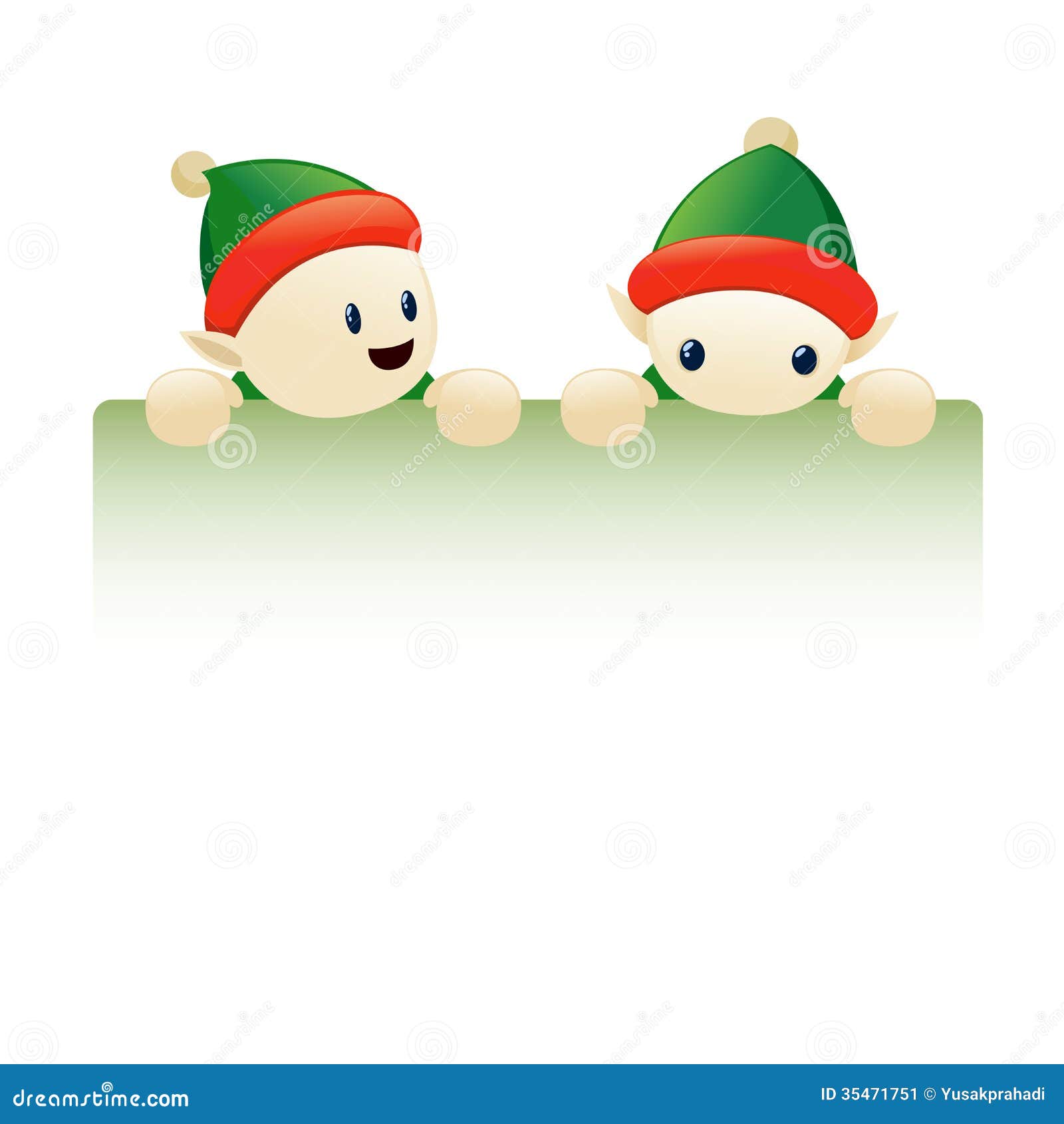 Chrismas Elves Holding Blank Sign Stock Vector - Illustration of ...