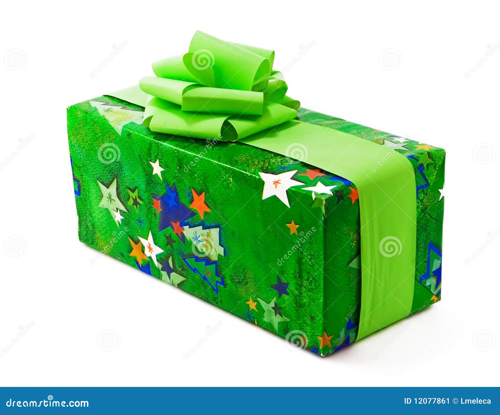 Chrismas Gift Wrapped in Green Paper with Bows Stock Image - Image of ...