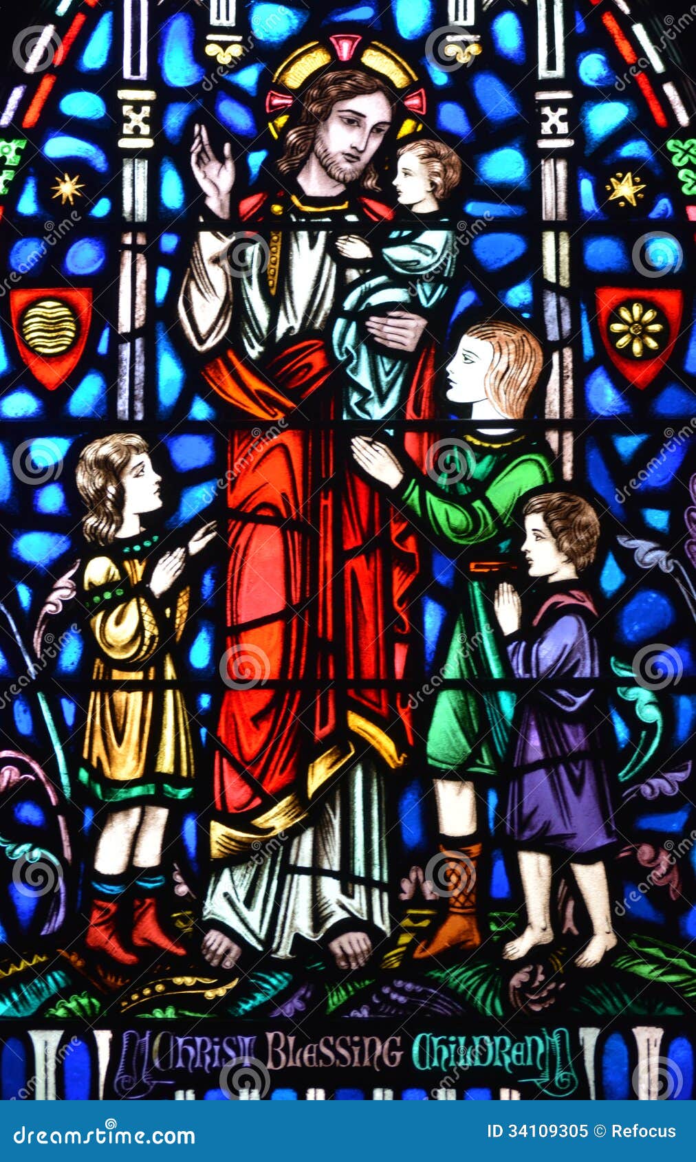 Christ Blessing Children stock image. Image of stained - 34109305