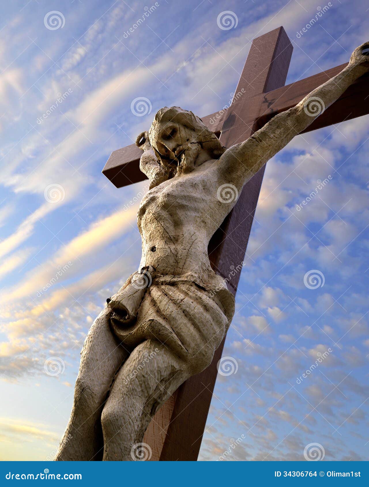 Christ Crucifix Under the Sky Stock Illustration - Illustration of ...