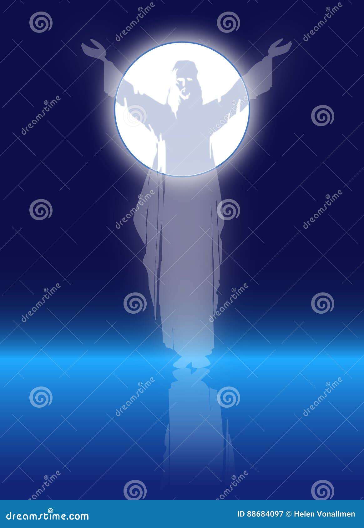 Christ with Full Moon stock illustration. Illustration of full - 88684097