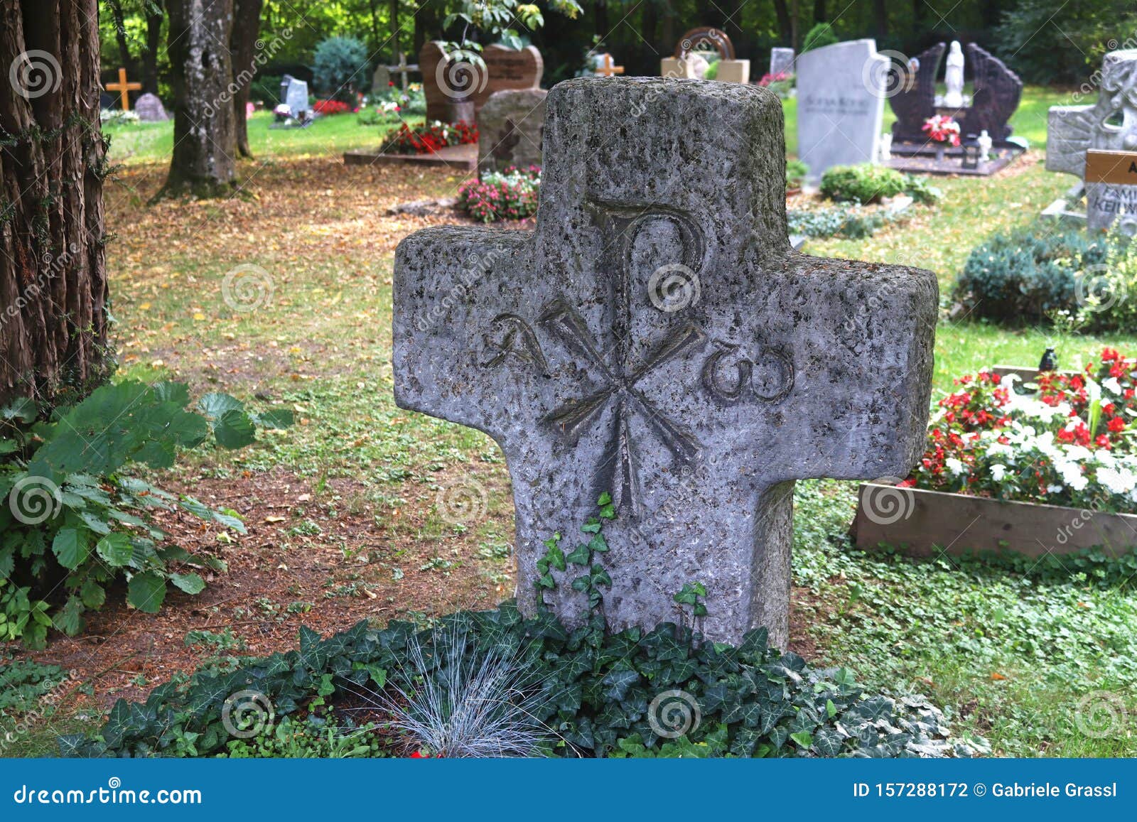 Christ Monogram on a Gravestone in Cross Shape Editorial Photography ...