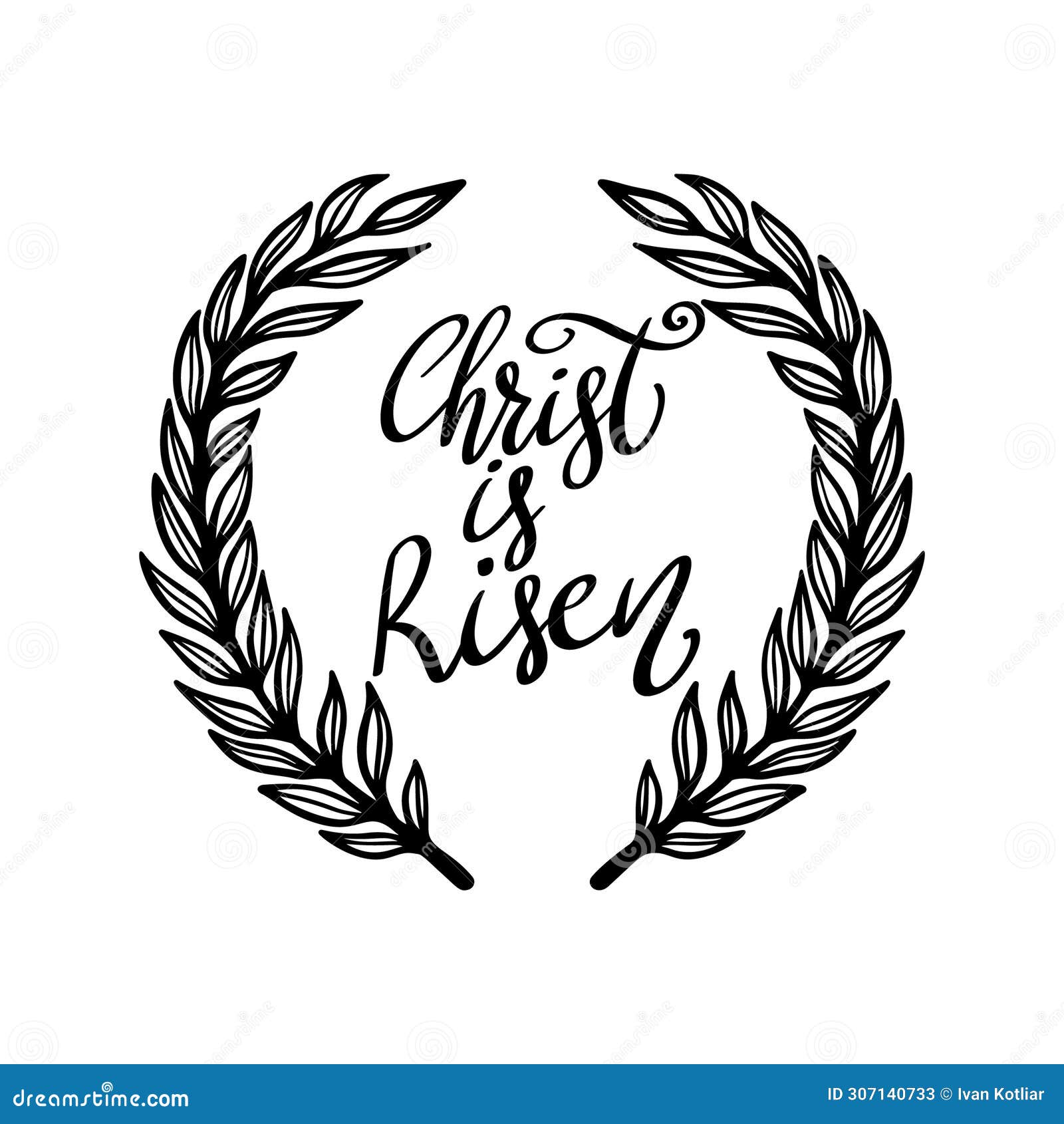 Christ is Risen. Lettering Phrase with Wreath Isolated on White Stock ...