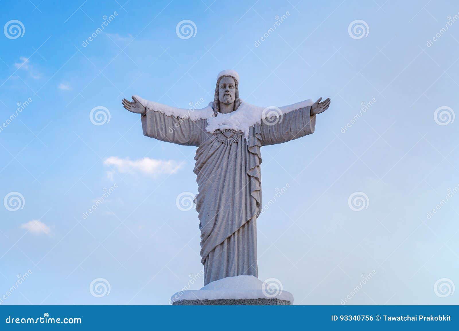 Christ statue in winter. stock photo. Image of culture - 93340756