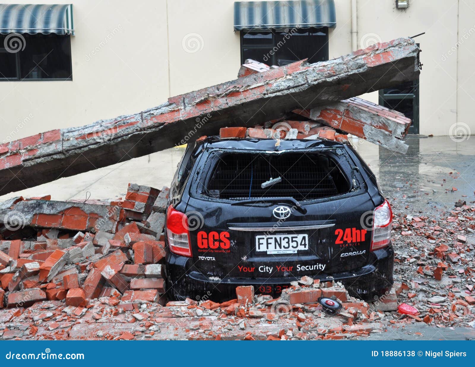 Christchurch Earthquake - Car Crushed by Bricks Editorial Stock Photo ...