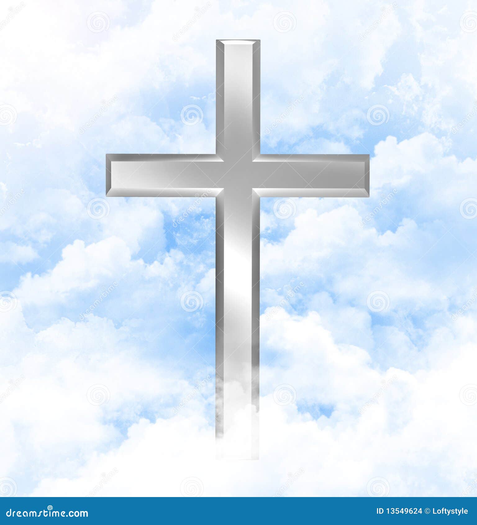 Christelijk Kruis in Blauwe Hemel Stock Illustratie - Illustration of ...