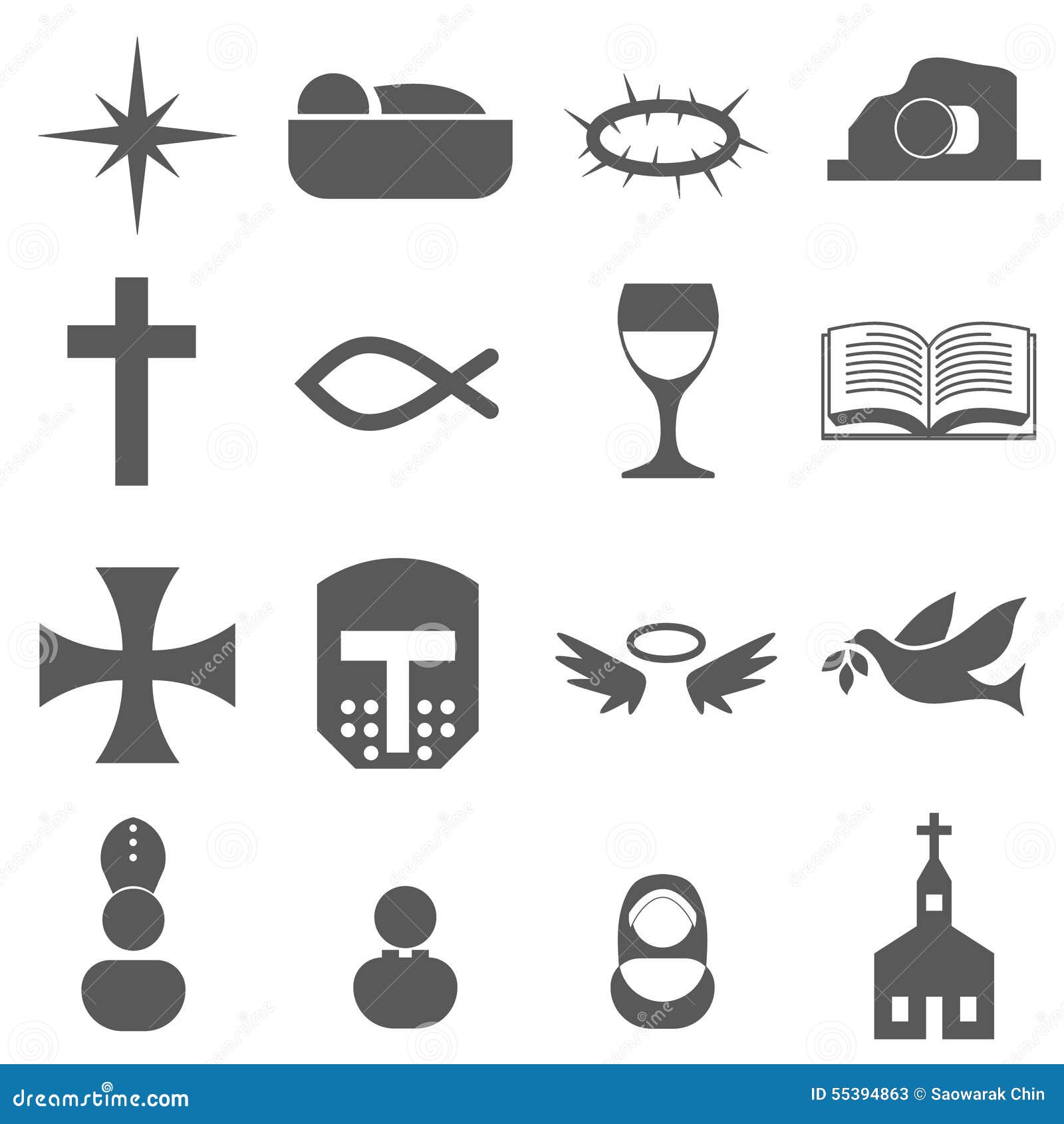 Christelijke Pictogramreeks Vector Illustratie - Illustration of klem ...