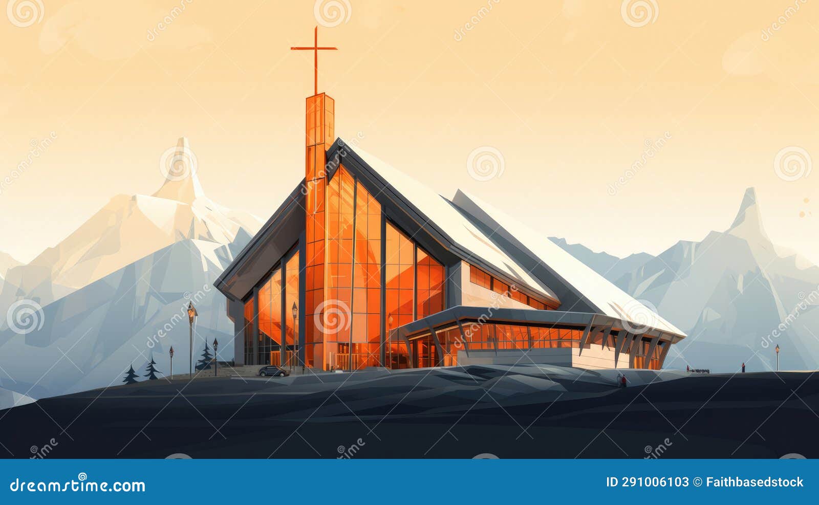 Christian Architecture. Illustration of a Modern Church in the ...