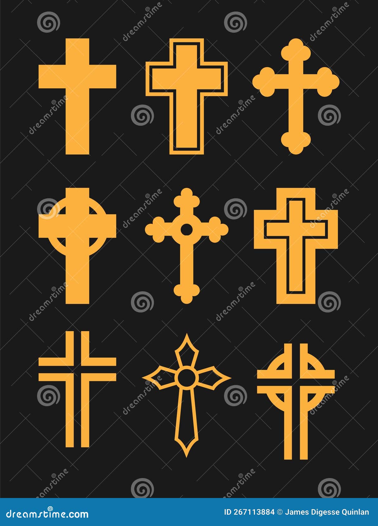 Cross set nine designs stock illustration. Illustration of designs ...