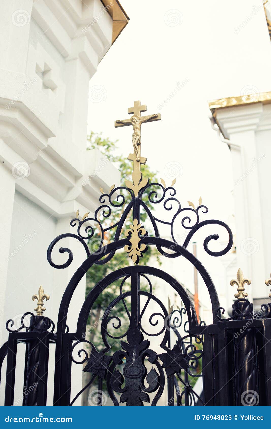 Christian church gate stock image. Image of iron, ornamental - 76948023