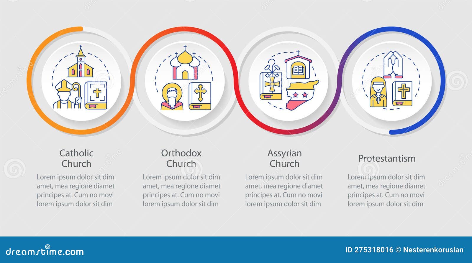 Christian Churches Loop Infographic Template Stock Illustration ...