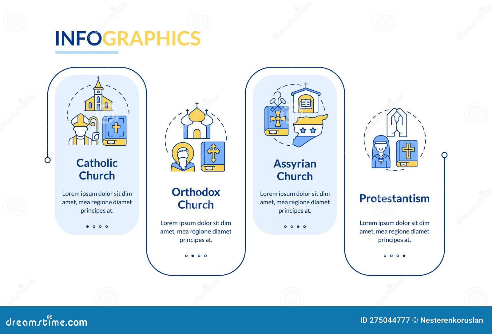 Christian Churches Rectangle Infographic Template Stock Illustration ...