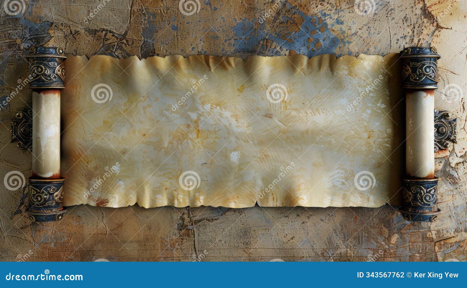 Christian Copy Space Featuring a Blank Parchment Scroll with a ...