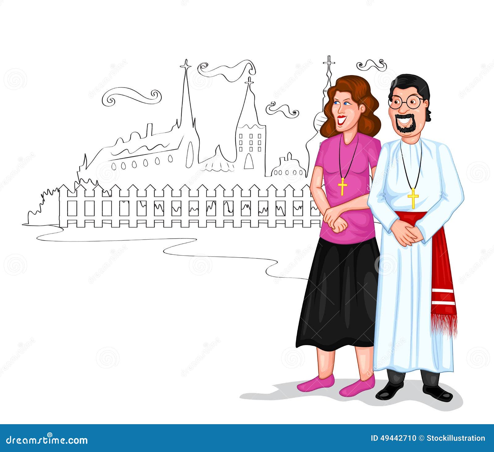 Christian couple stock vector. Illustration of cathedral - 49442710