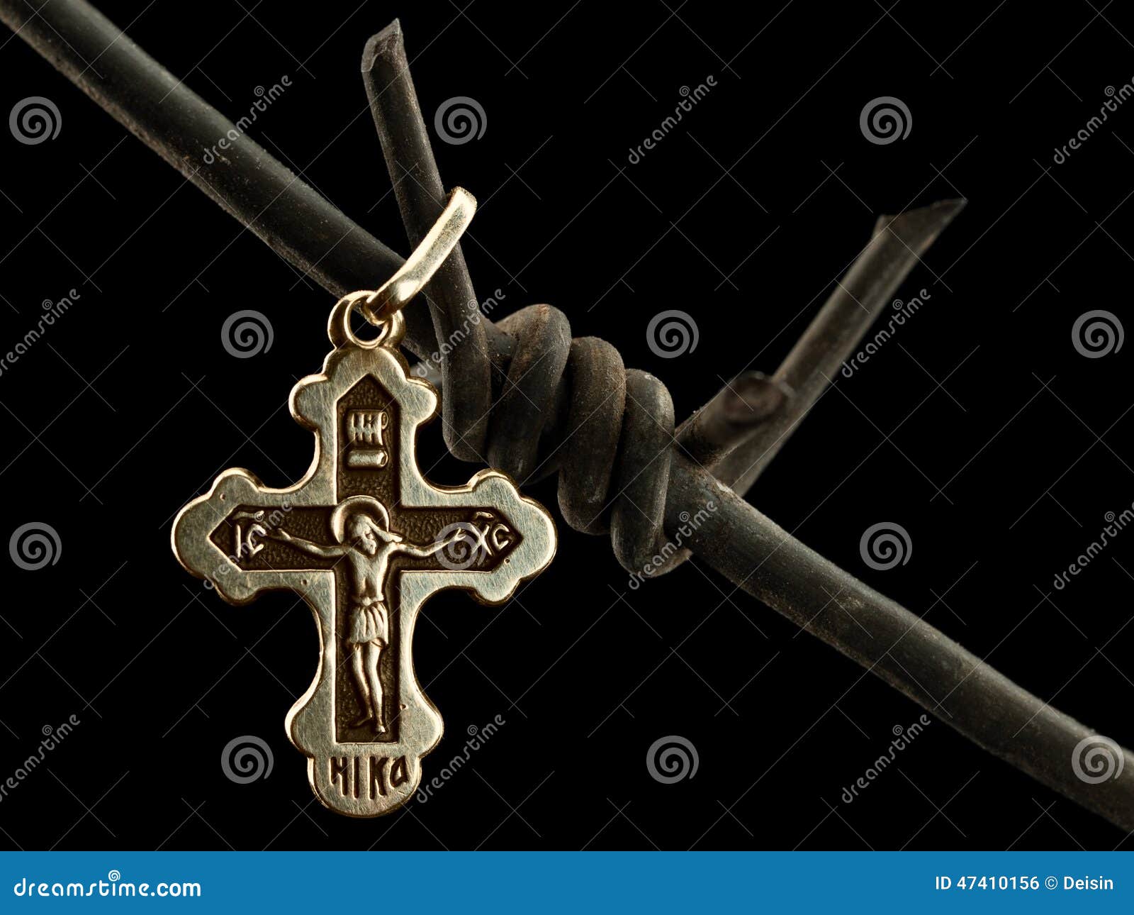 Christian Cross on a Barbed Wire Stock Photo - Image of rust, creed ...