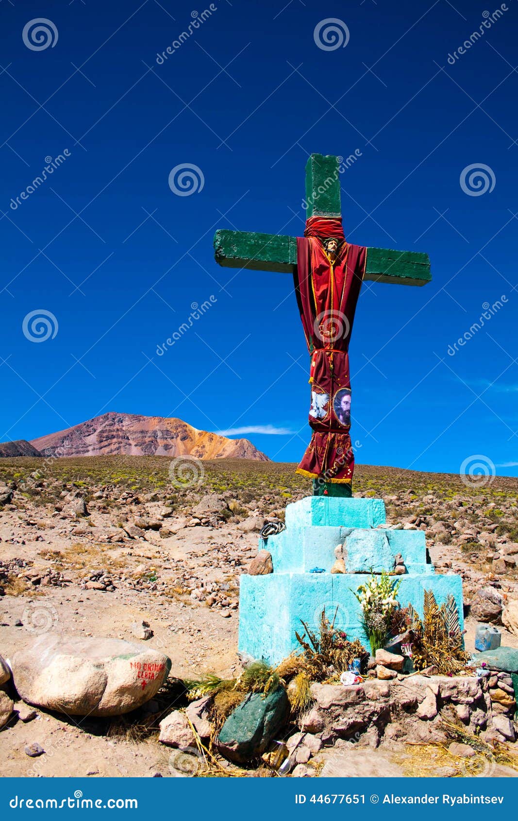 Christian Cross on Blue Sky. Peru Stock Image - Image of range, region ...