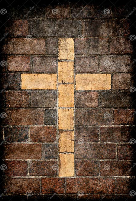 Christian Cross in Brick Wall Stock Image - Image of christmas, faith ...