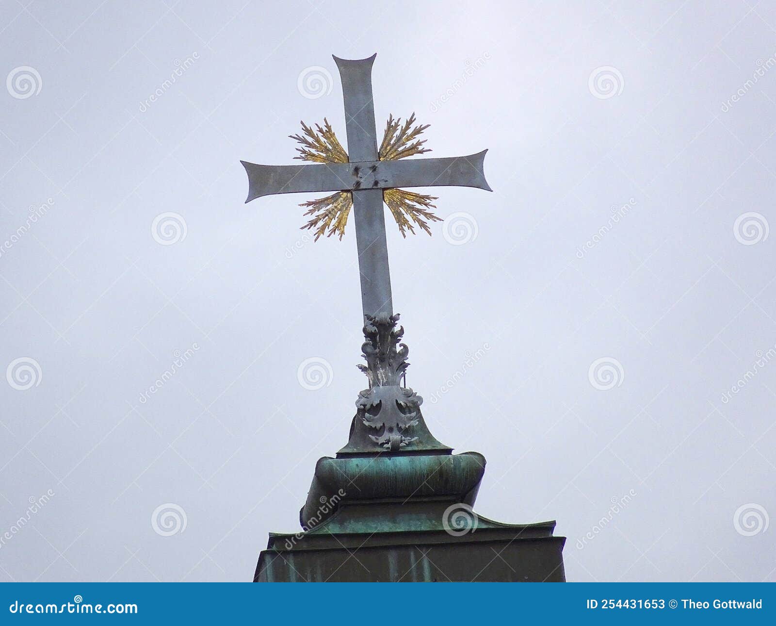 Christian cross on church stock image. Image of nature - 254431653