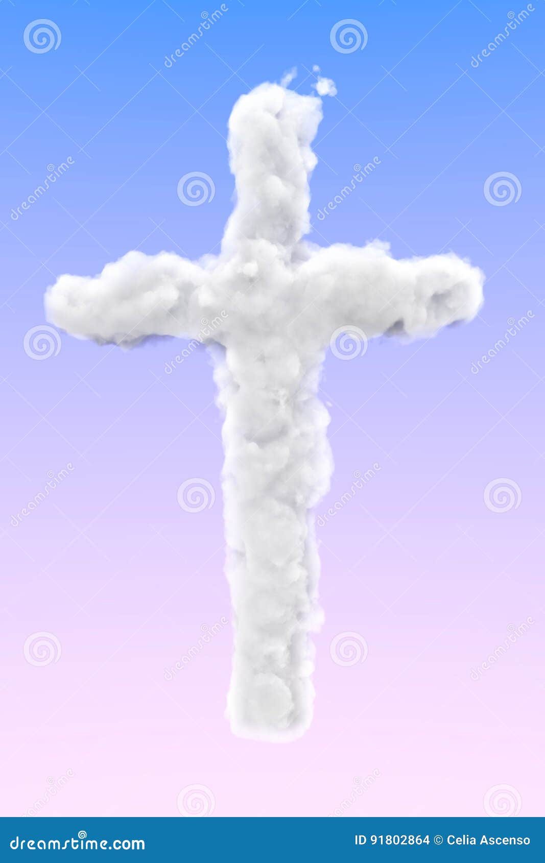 Christian Celestial Cross Symbol With Middle Circle And Beautiful Cloud ...