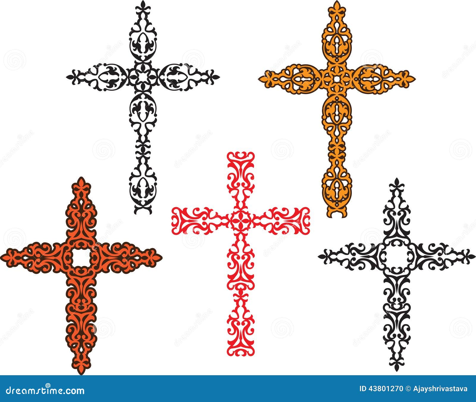 Christian Cross stock vector. Illustration of motif, clip - 43801270