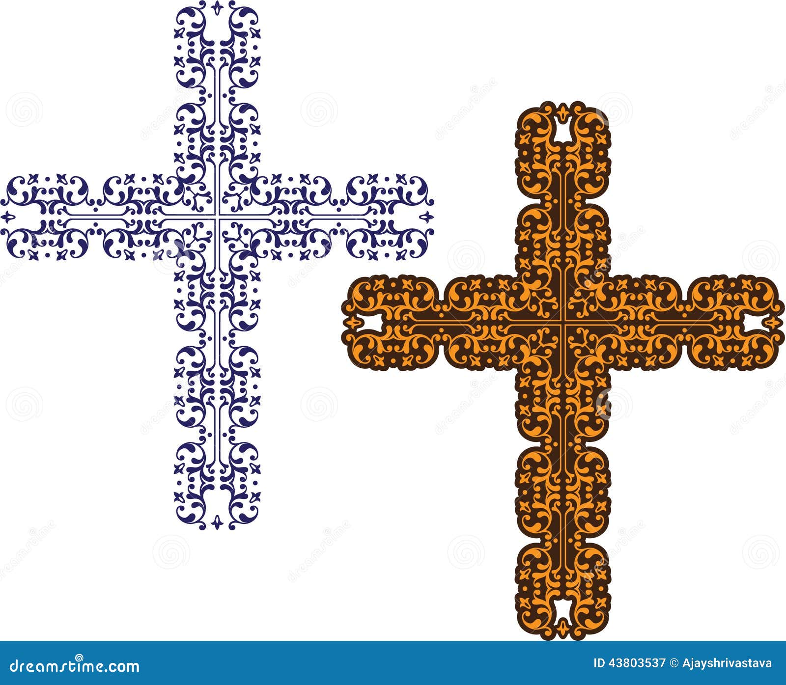 Christian Cross stock vector. Illustration of icon, artistic - 43803537
