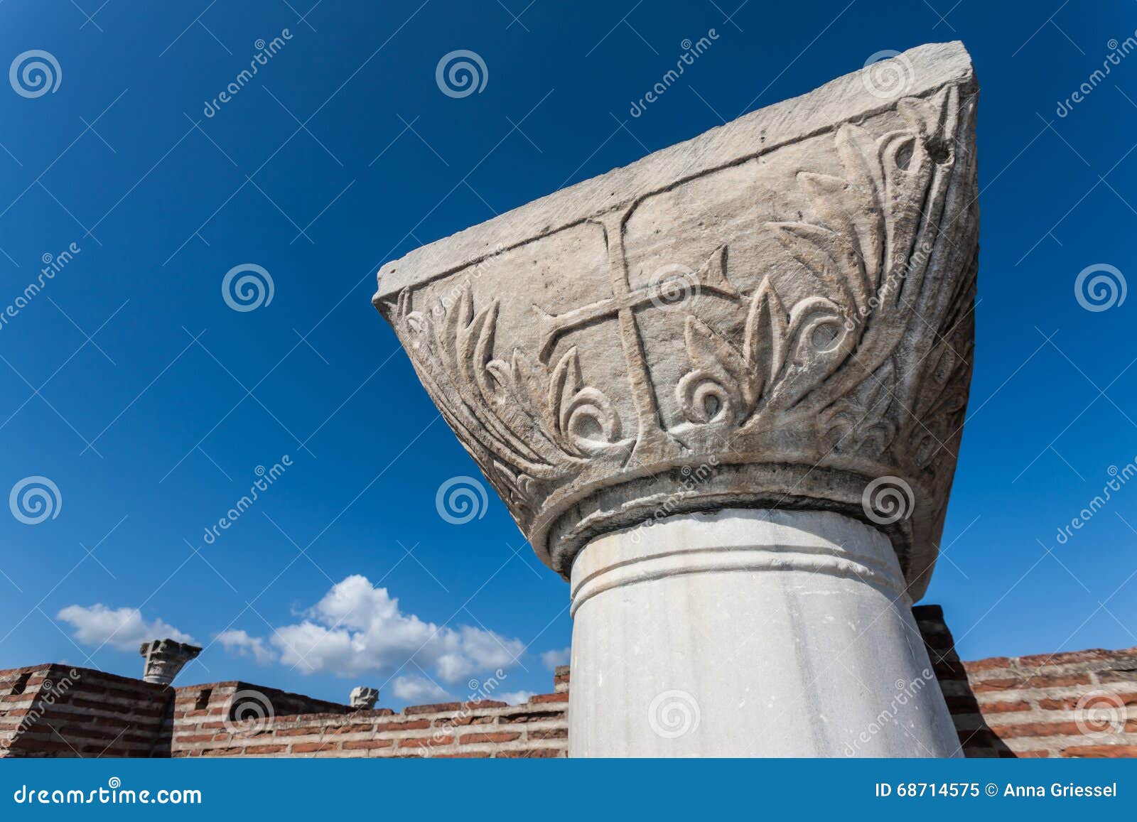 Christian Cross on Column Header in Selcuk Ruins Stock Image - Image of ...