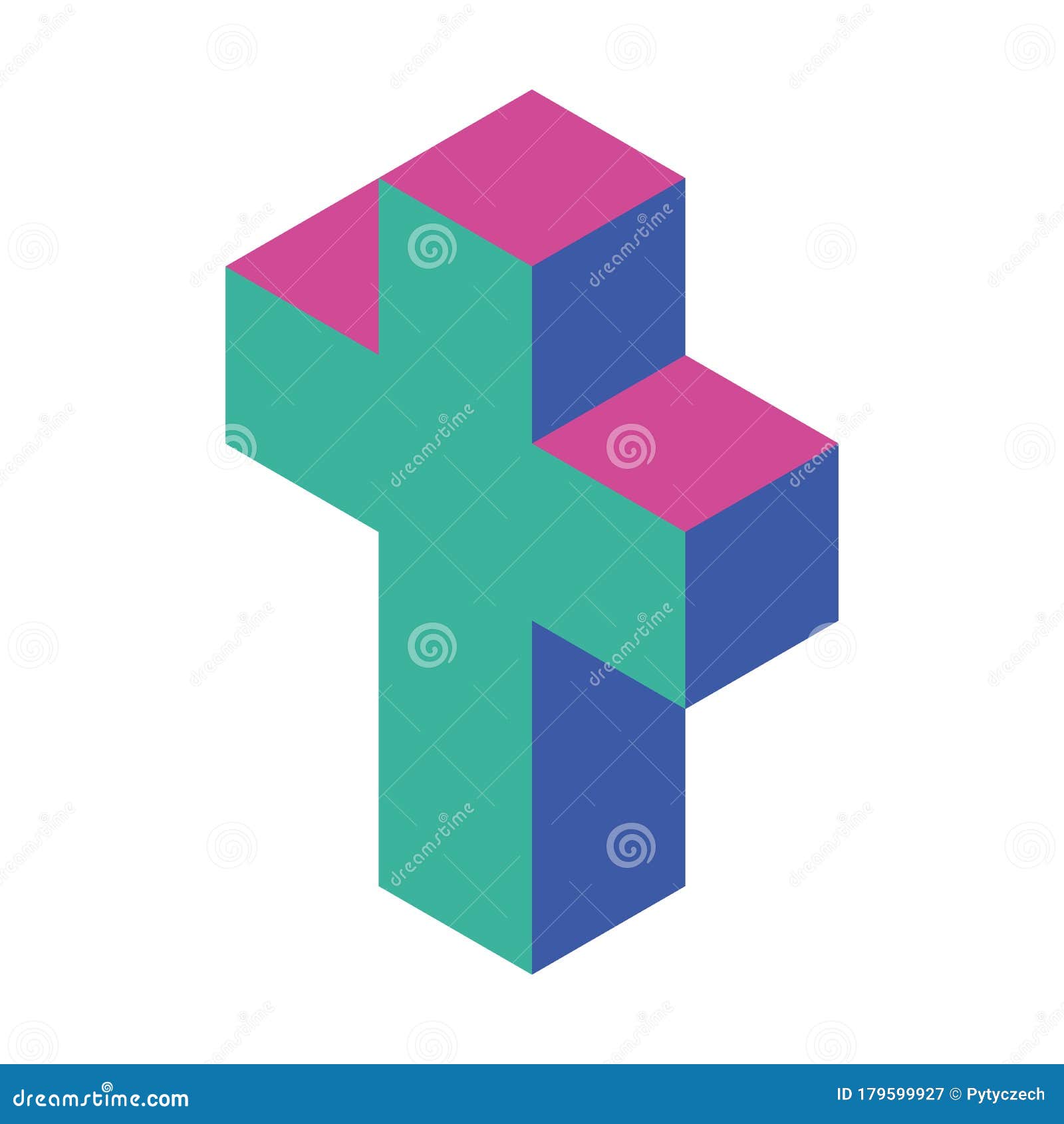 Christian Cross of Cubes. Retro Colored. Isometric 3D Vector Object ...