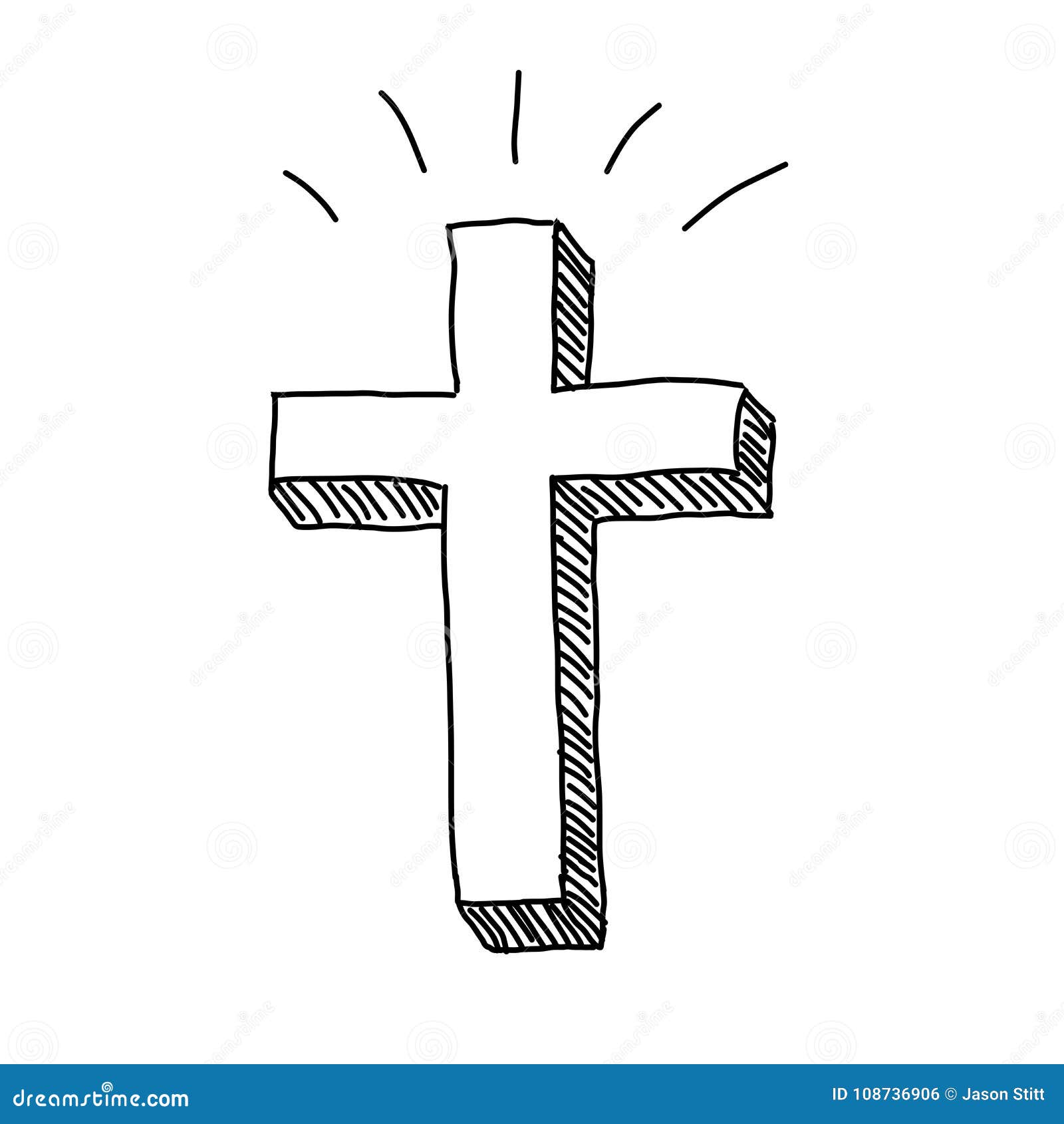 Christian Cross Doodle stock vector. Illustration of digital - 108736906
