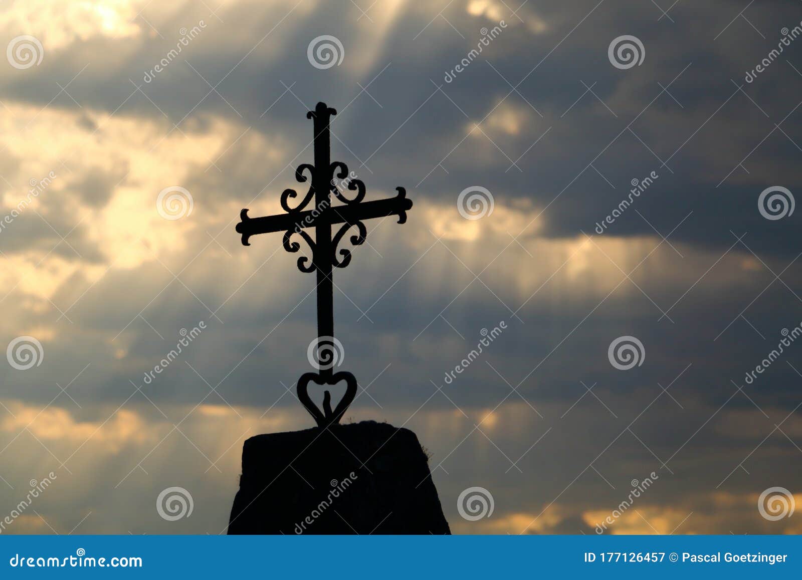 Christian Cross with Dramatic Light in the Background. Backlight. Stock ...