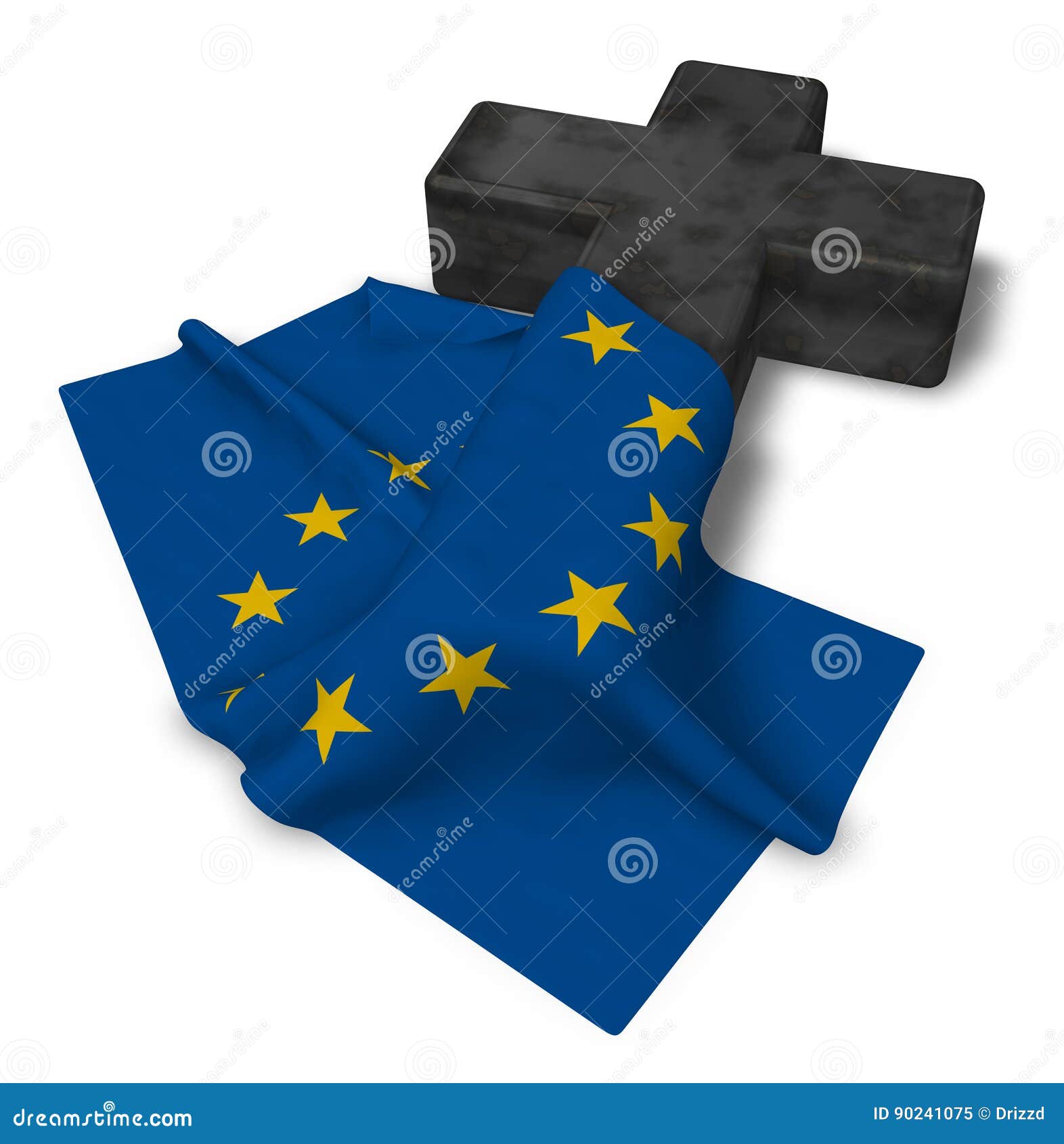 Christian Cross and Flag of the European Union Stock Illustration ...