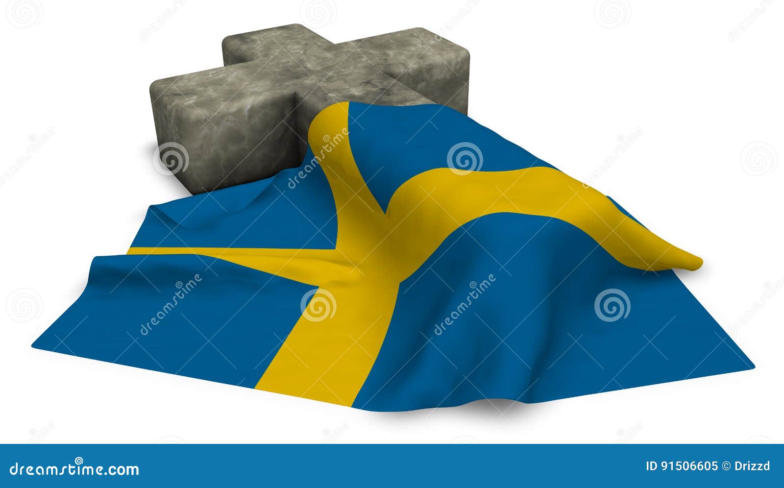 Christian Cross and Flag of Sweden Stock Illustration - Illustration of ...