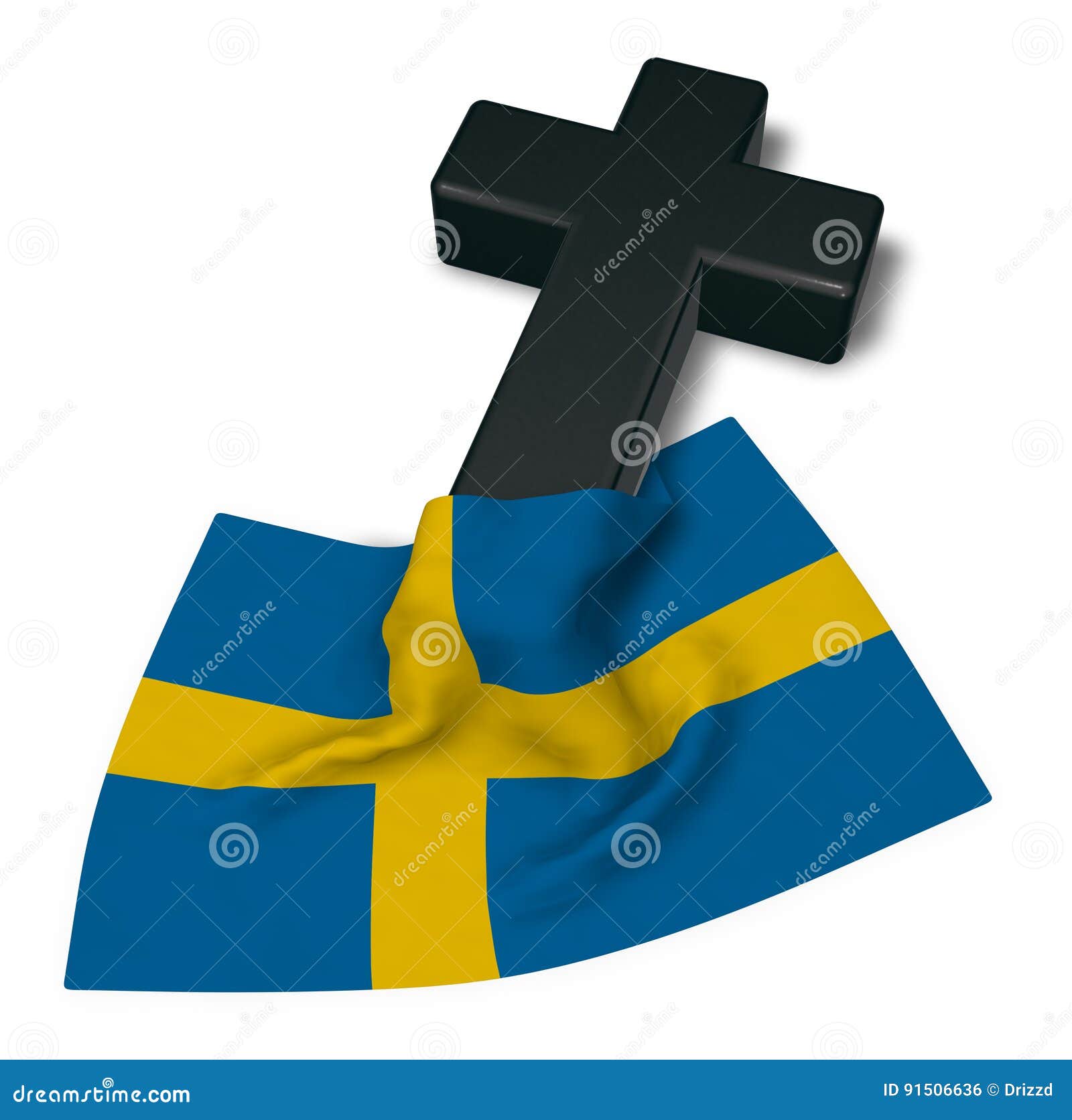 Christian Cross and Flag of Sweden Stock Illustration - Illustration of ...