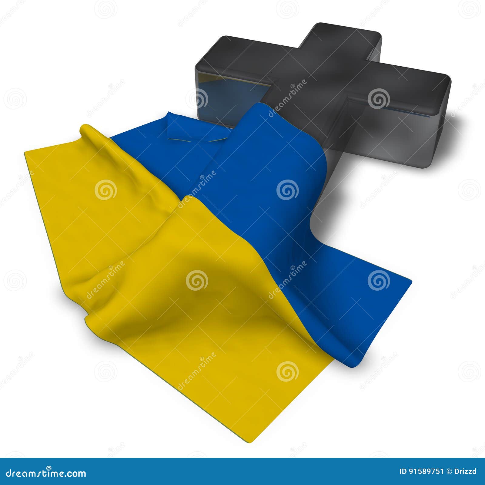 Christian Cross and Flag of the Ukraine Stock Illustration ...
