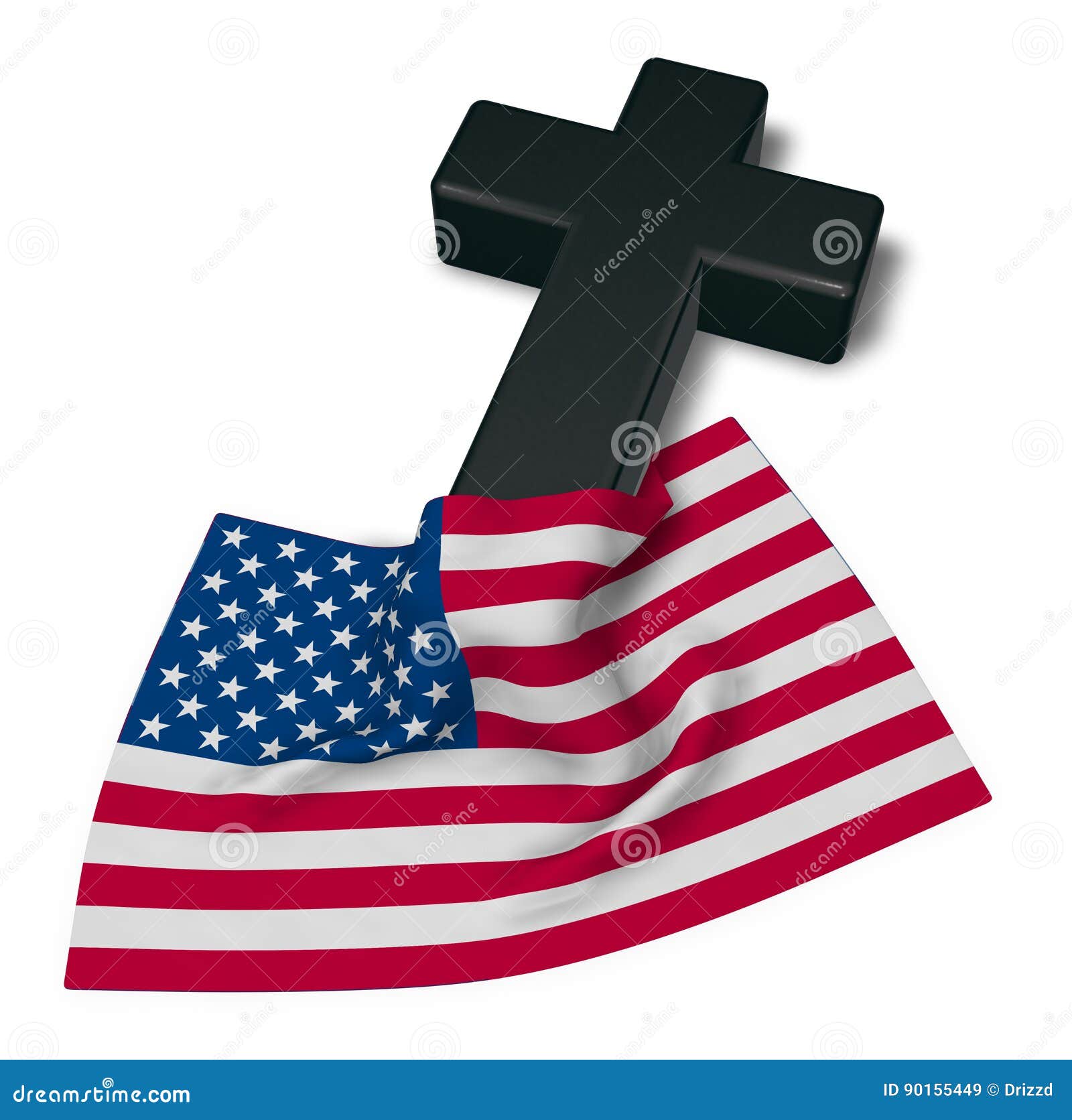 Christian Cross and Flag of the Usa Stock Illustration - Illustration ...
