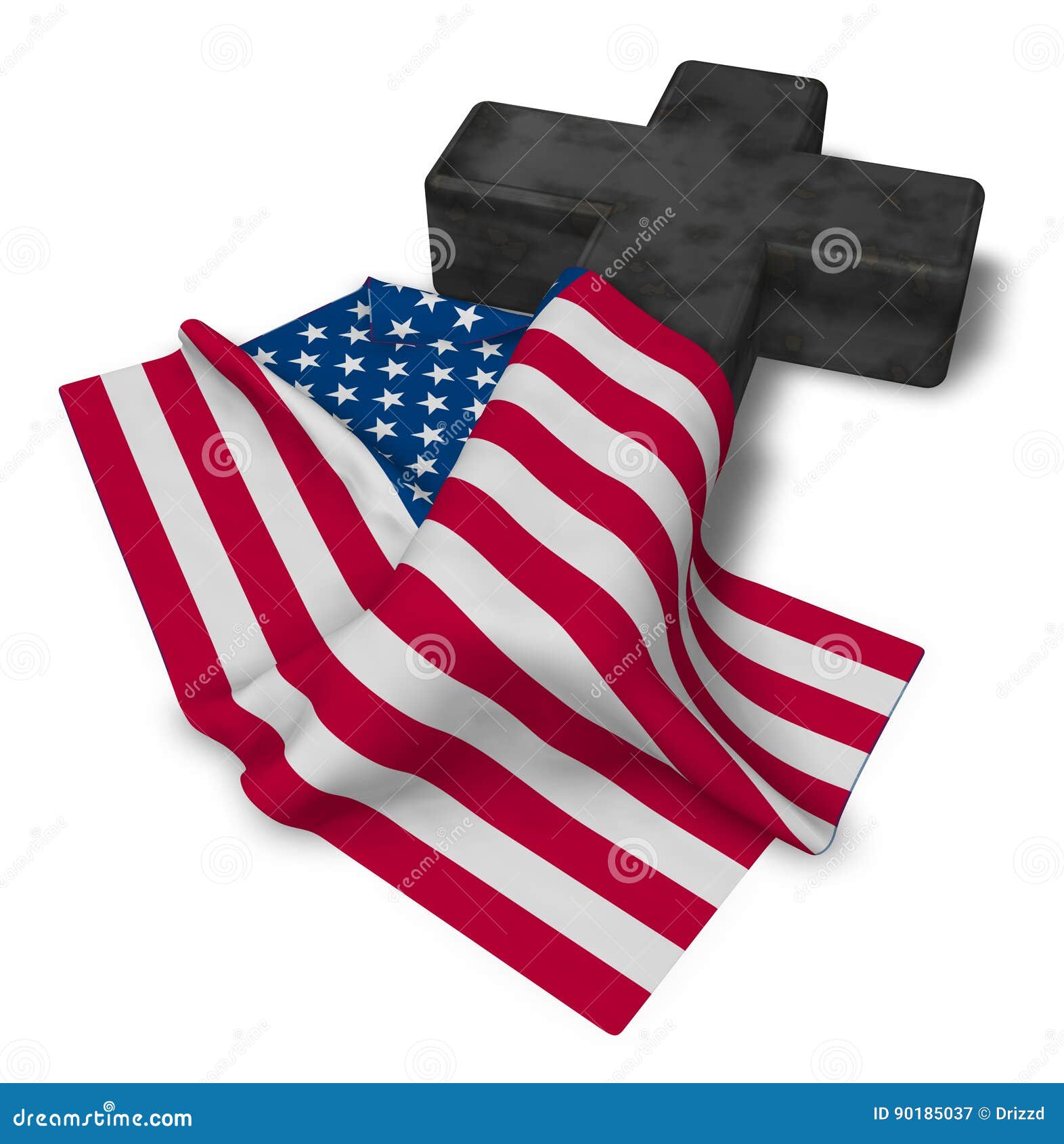 Christian Cross and Flag of the Usa Stock Illustration - Illustration ...