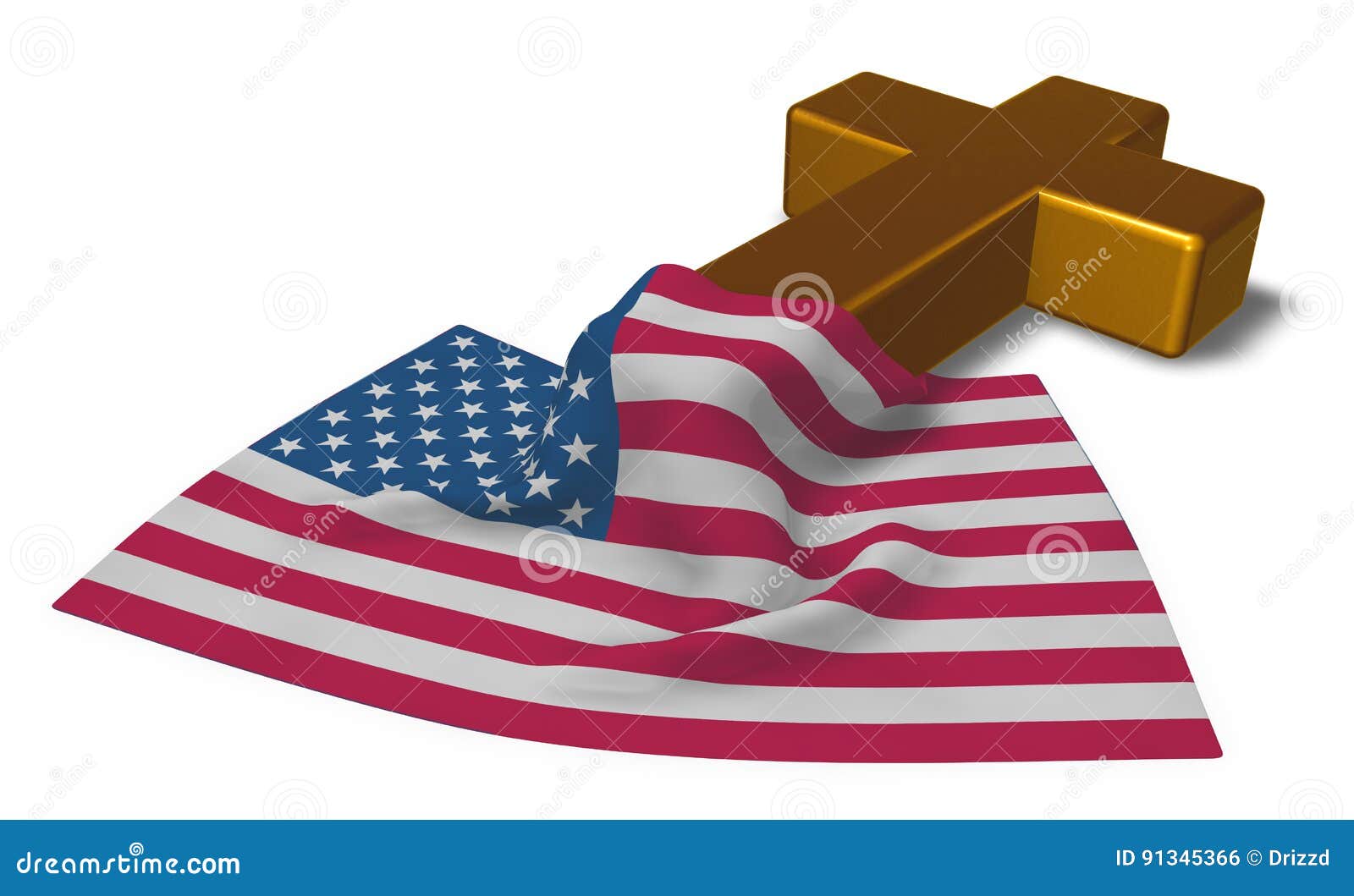 Christian Cross and Flag of the Usa Stock Illustration - Illustration ...