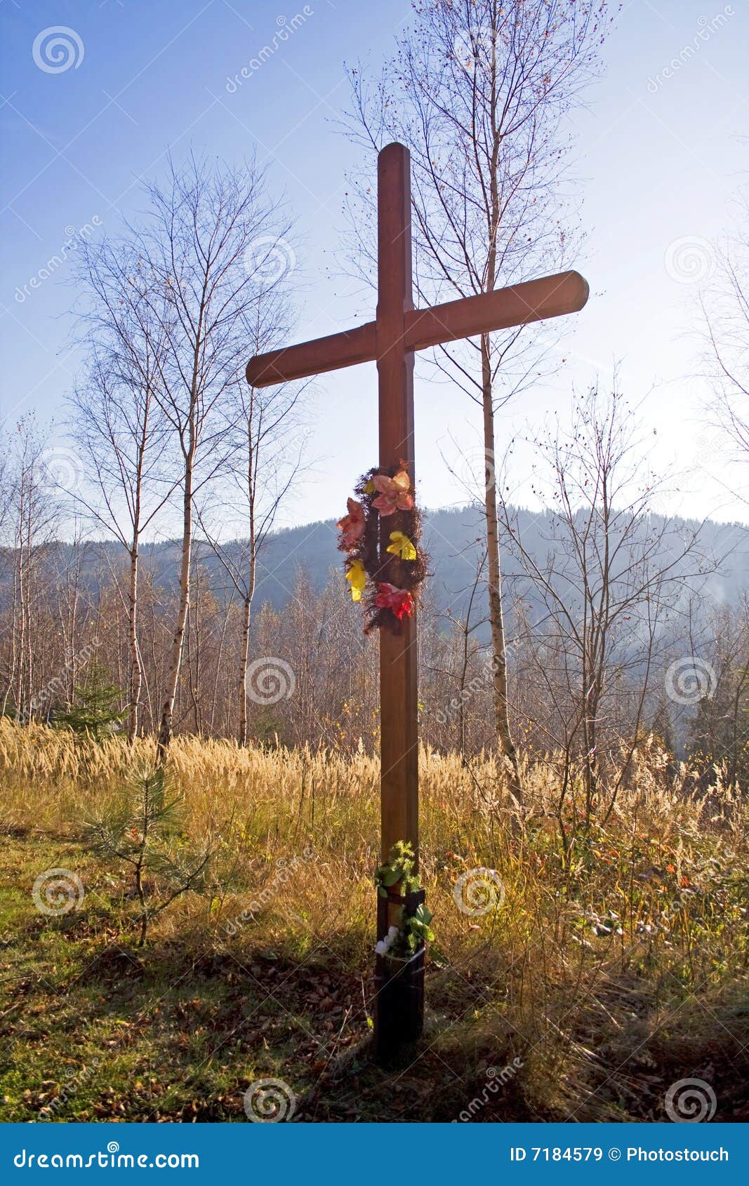 Christian Cross in the Forest Stock Image - Image of faith, prayer: 7184579
