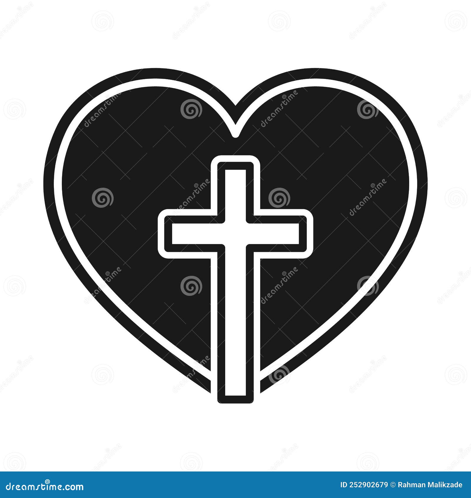 Christian Cross Icon In The Heart Inside Icon Black Christian Cross