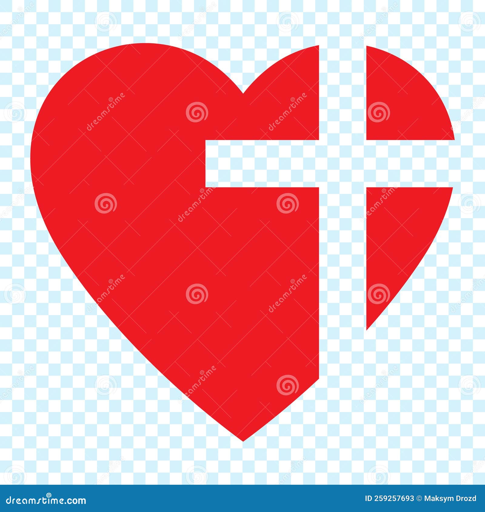 Christian Cross Icon In The Heart Inside Jesus Love Symbol God Vector