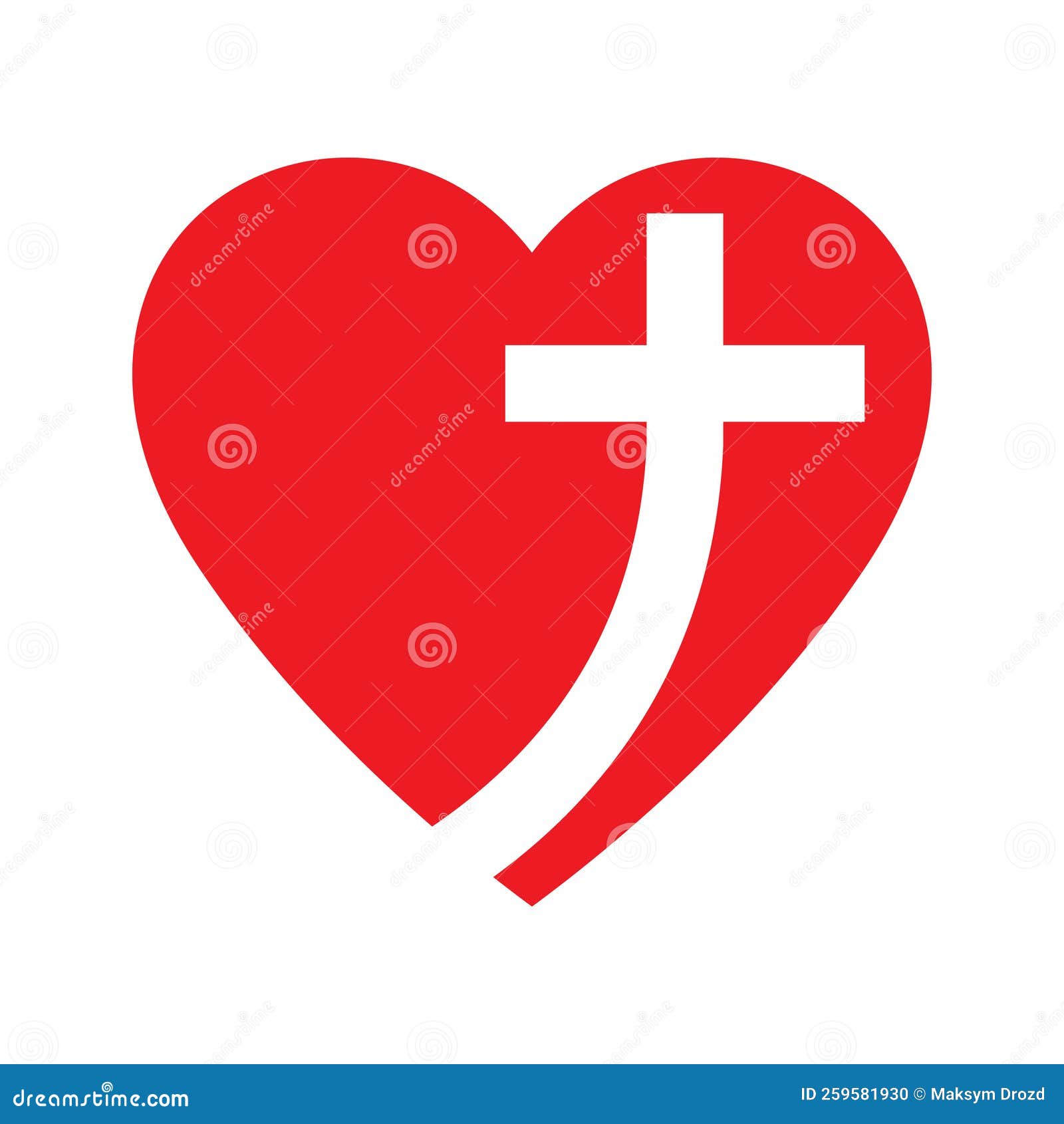 Christian Cross Icon In The Heart Inside Jesus Love Symbol God Vector