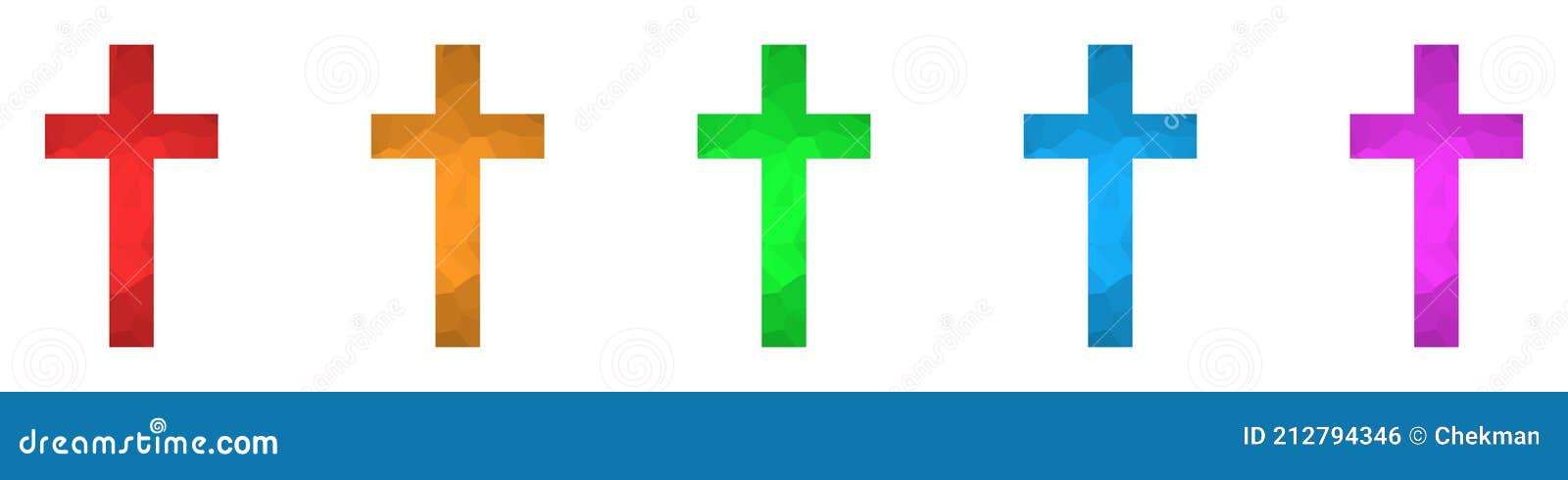 Christian Cross Icon. Set of Crosses in Triangular Style. Vector ...