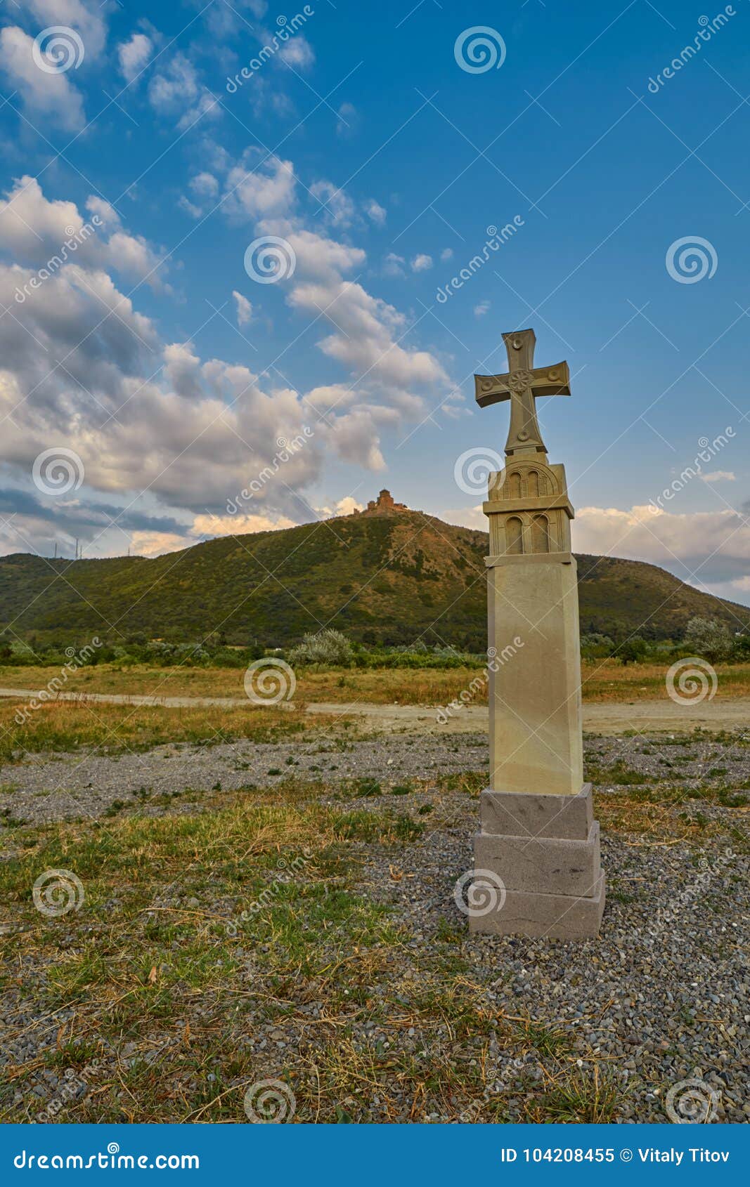 Christian Cross in Mtskheta with Jvari Monastery in Background Stock ...