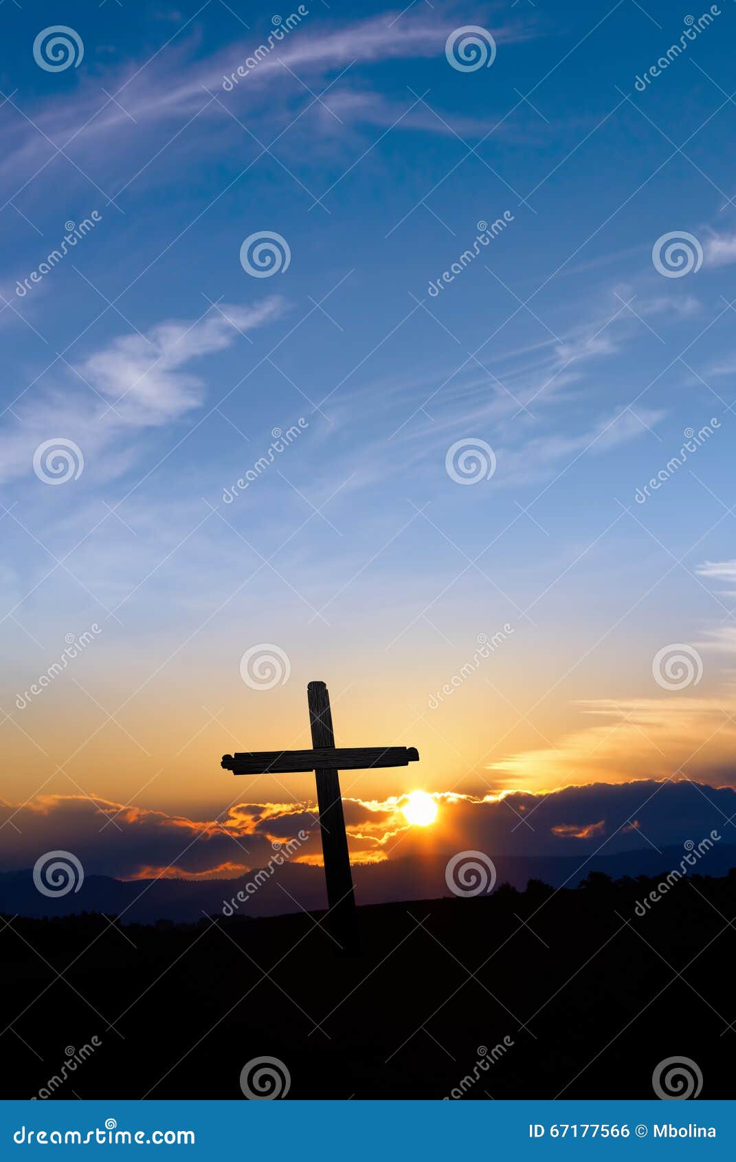 Christian Cross Over Sunset Background Vertical Image Stock Photo ...